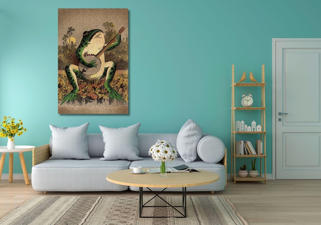 Vintage Frog POSTER A Frog Playing Banjo in the Moonlight, Vintage ...