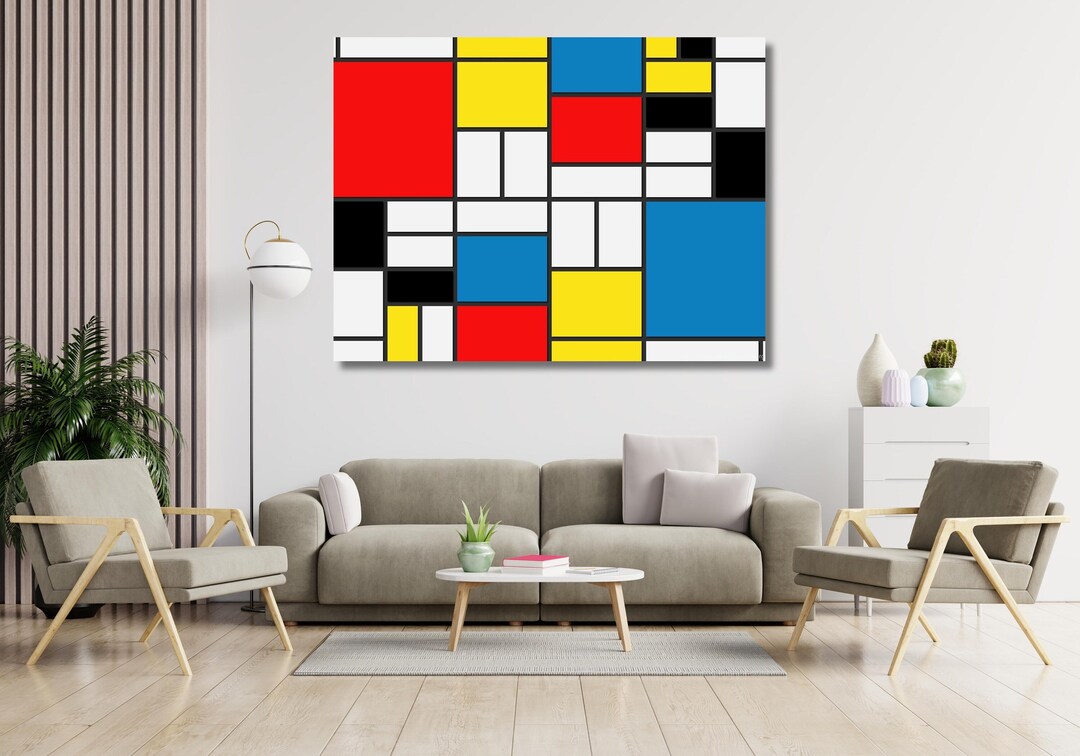 Piet Mondrian Canvas Artwork,mondrian Composition Canvas Print, Contemporary Art, Famous Artwork ...