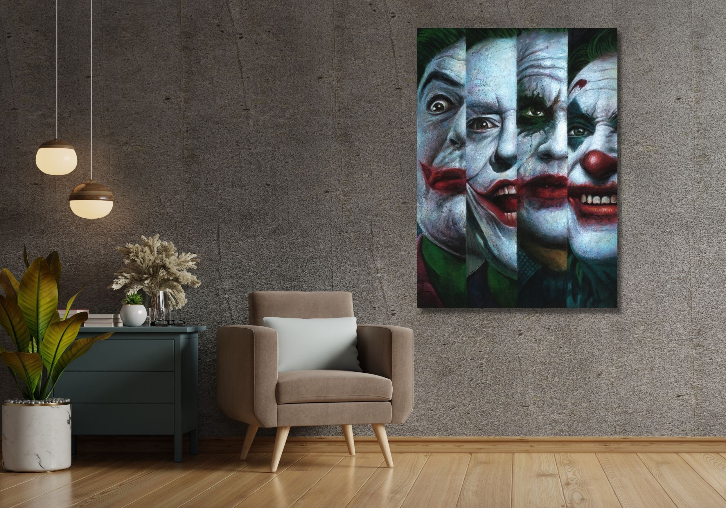 Joker Heath Ledger Poster,joker Canvas Wall Art,joker Painting Extra ...