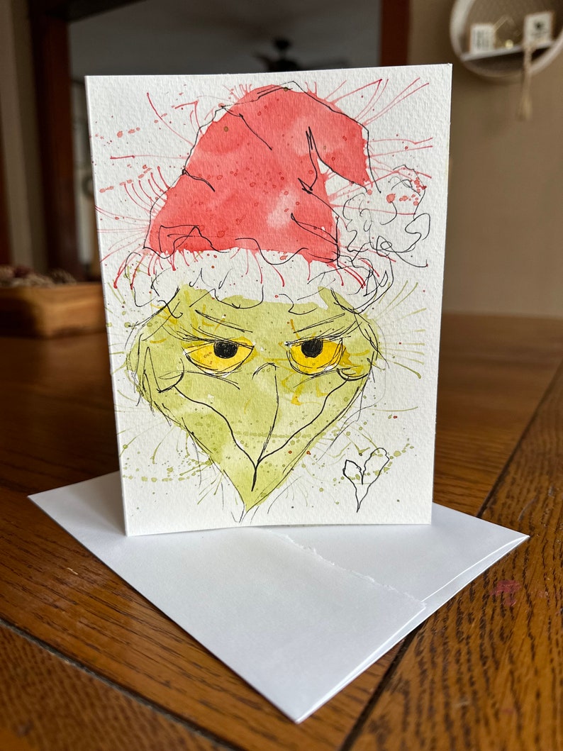 Grinch Face Christmas Card 2 - Etsy