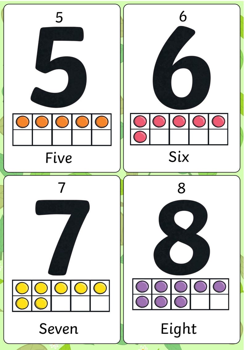 Numbered Flashcards 1-10 - Etsy