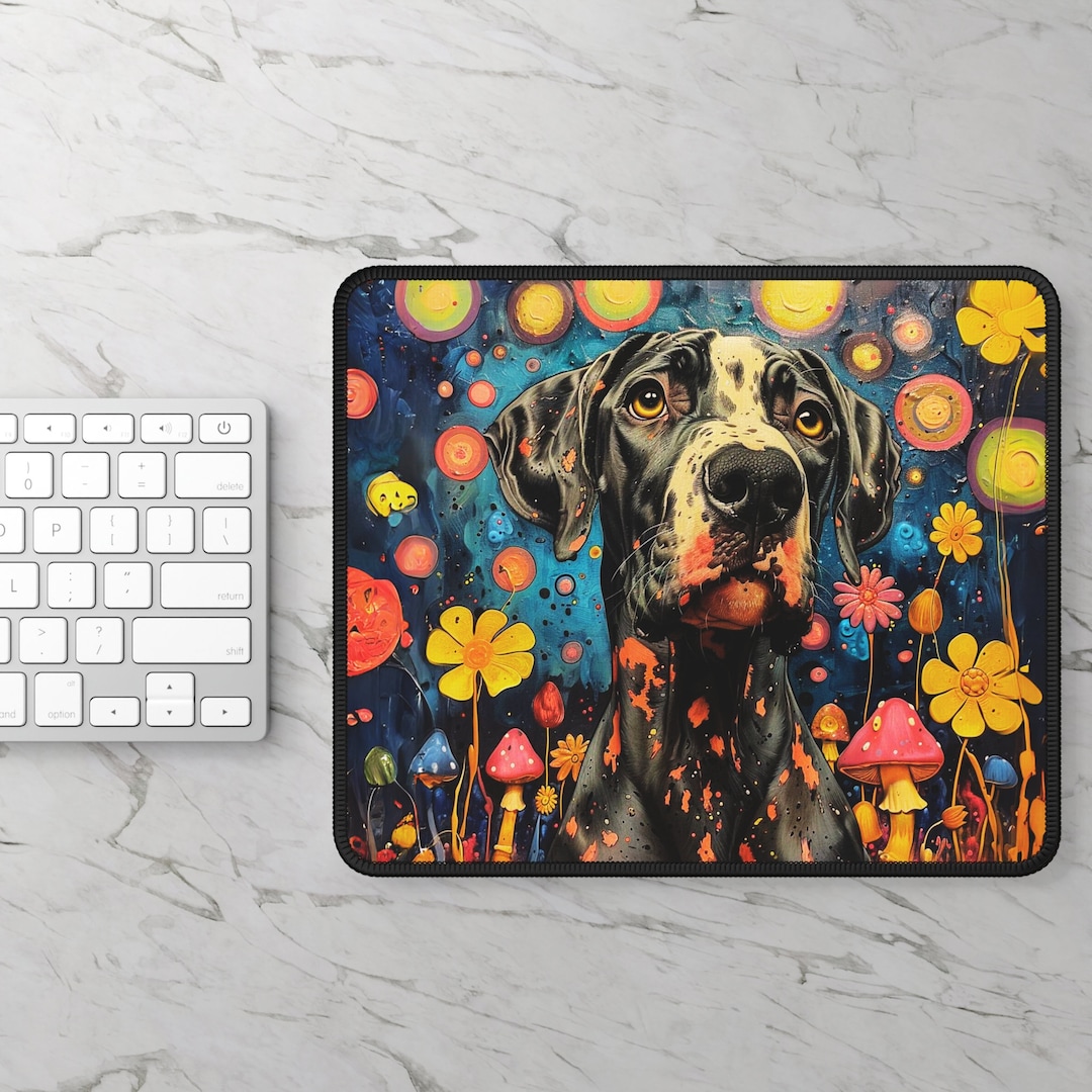 Psychedelic Great Dane Gaming Mousepad Fun Great Dane Fantasy Art ...