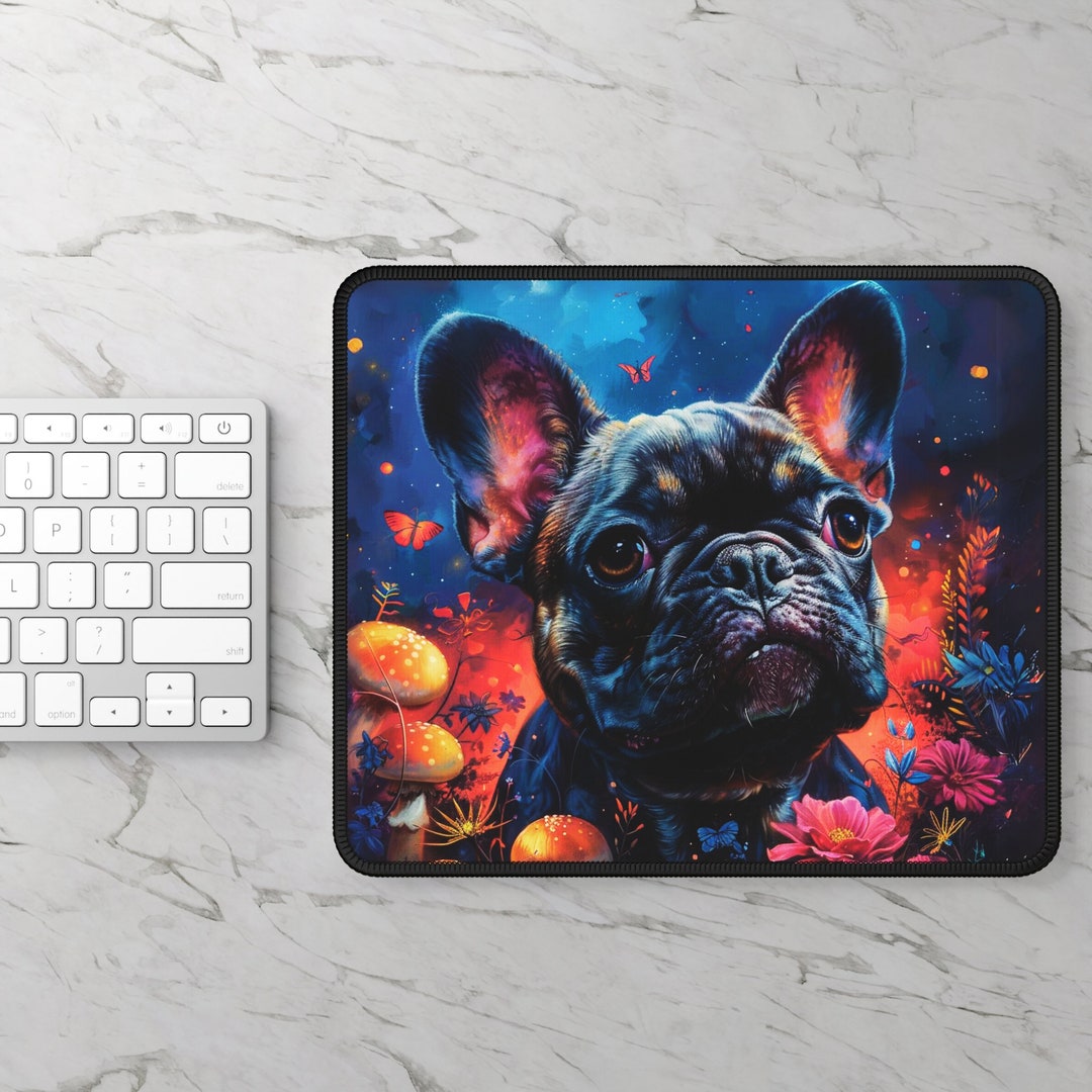 Psychedelic Frenchie Gaming Mousepad, Fun French Bulldog Fantasy Art ...