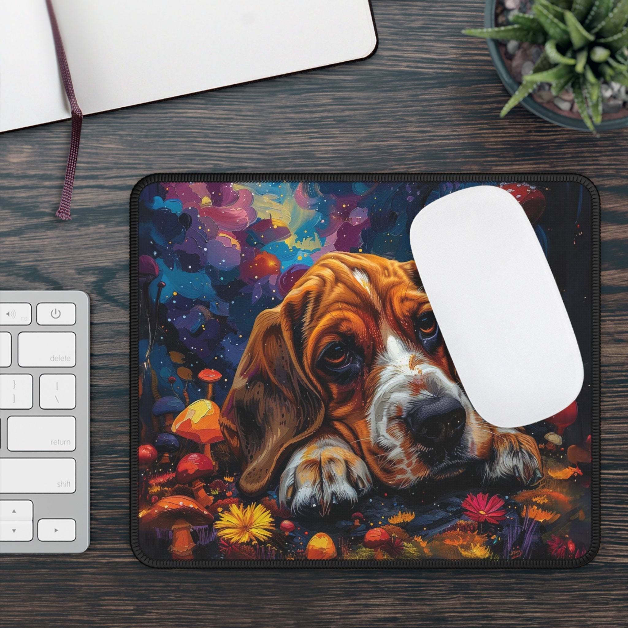 Psychedelic Foxhound Gaming Mousepad, Fun Fox Hound Fantasy Art ...