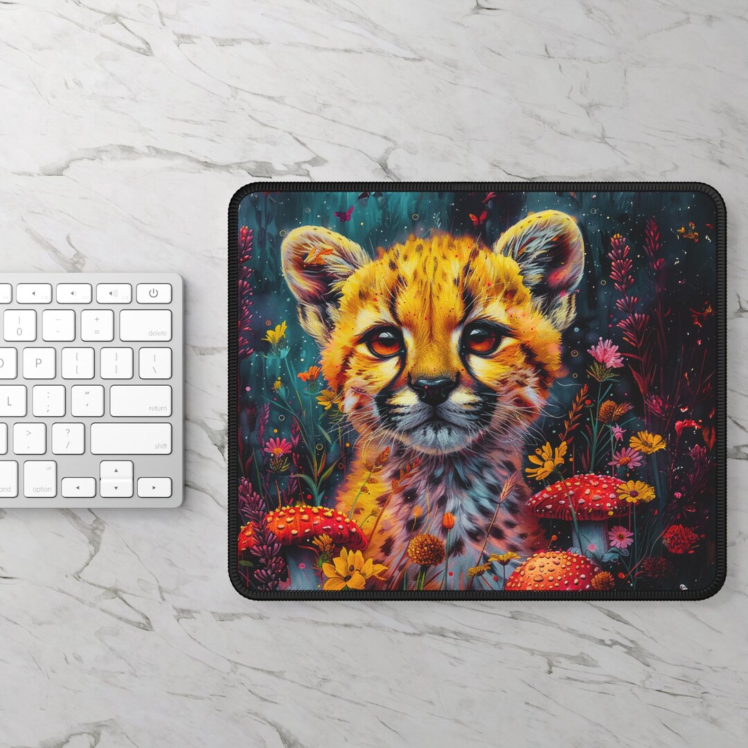 Psychedelic Cougar Gaming Mousepad, Fun Cougar Fantasy Art Computer ...