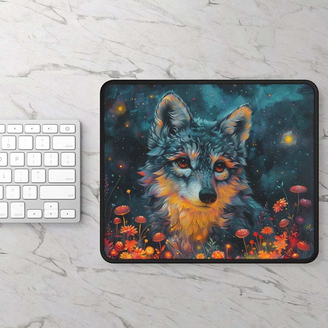 Psychedelic Wolf Gaming Mousepad, Fun X Fantasy Art Computer ...
