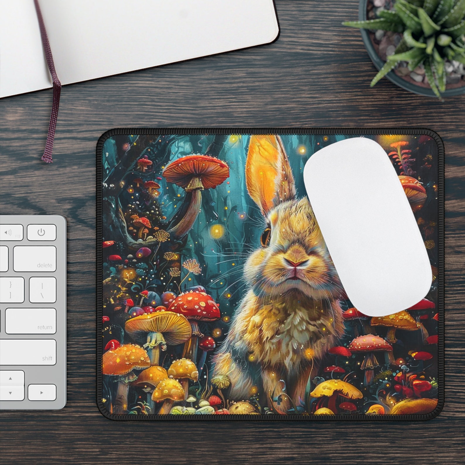 Psychedelic Rabbit Gaming Mousepad, Fun Bunny Fantasy Art Computer ...
