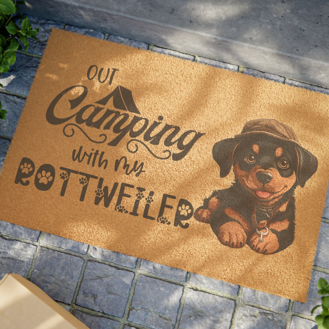 Out Camping With My Rottweiler Door Mat, Outdoor Mat Gift for Camping ...