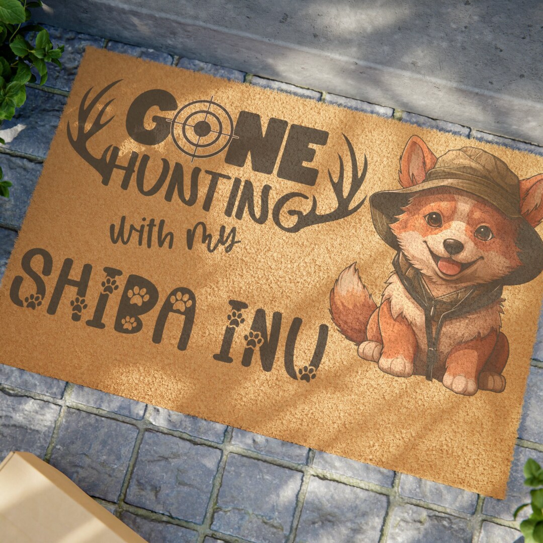 Gone Hunting With My Shiba Inu Door Mat, Outdoor Mat Gift for Shiba ...