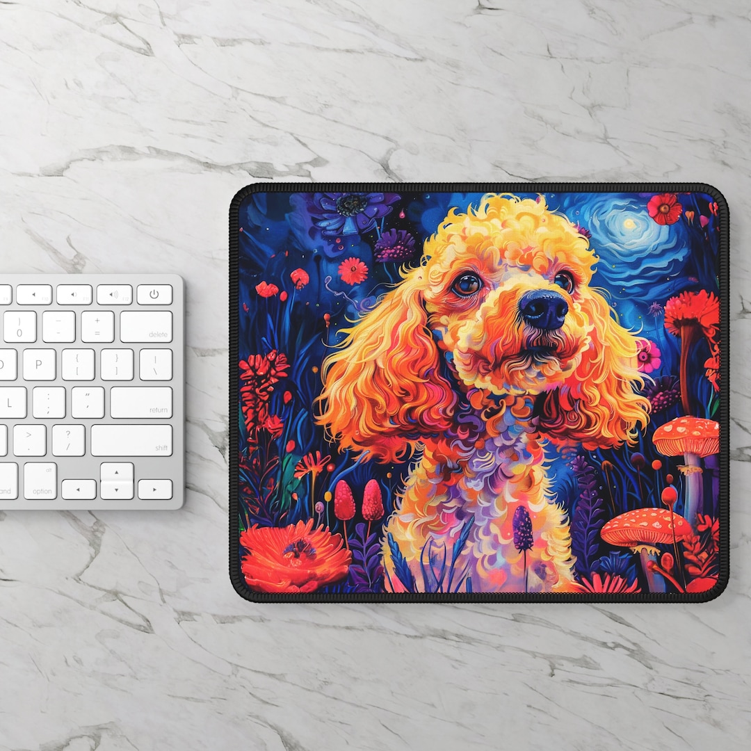 Psychedelic Poodle Gaming Mousepad, Fun Poodle Fantasy Art Computer ...