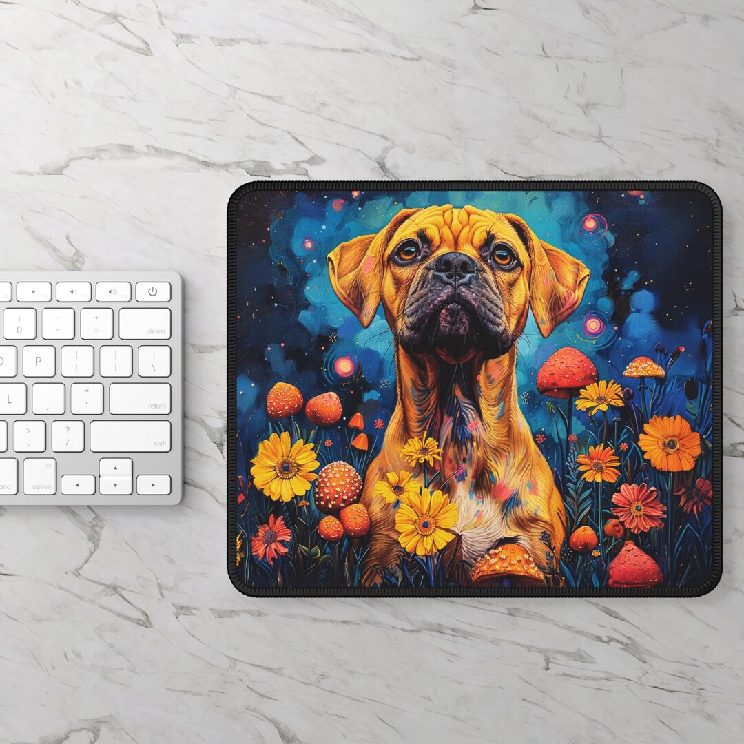 Psychedelic Boxer Dog Gaming Mousepad, Fun Boxer Fantasy Art Computer ...