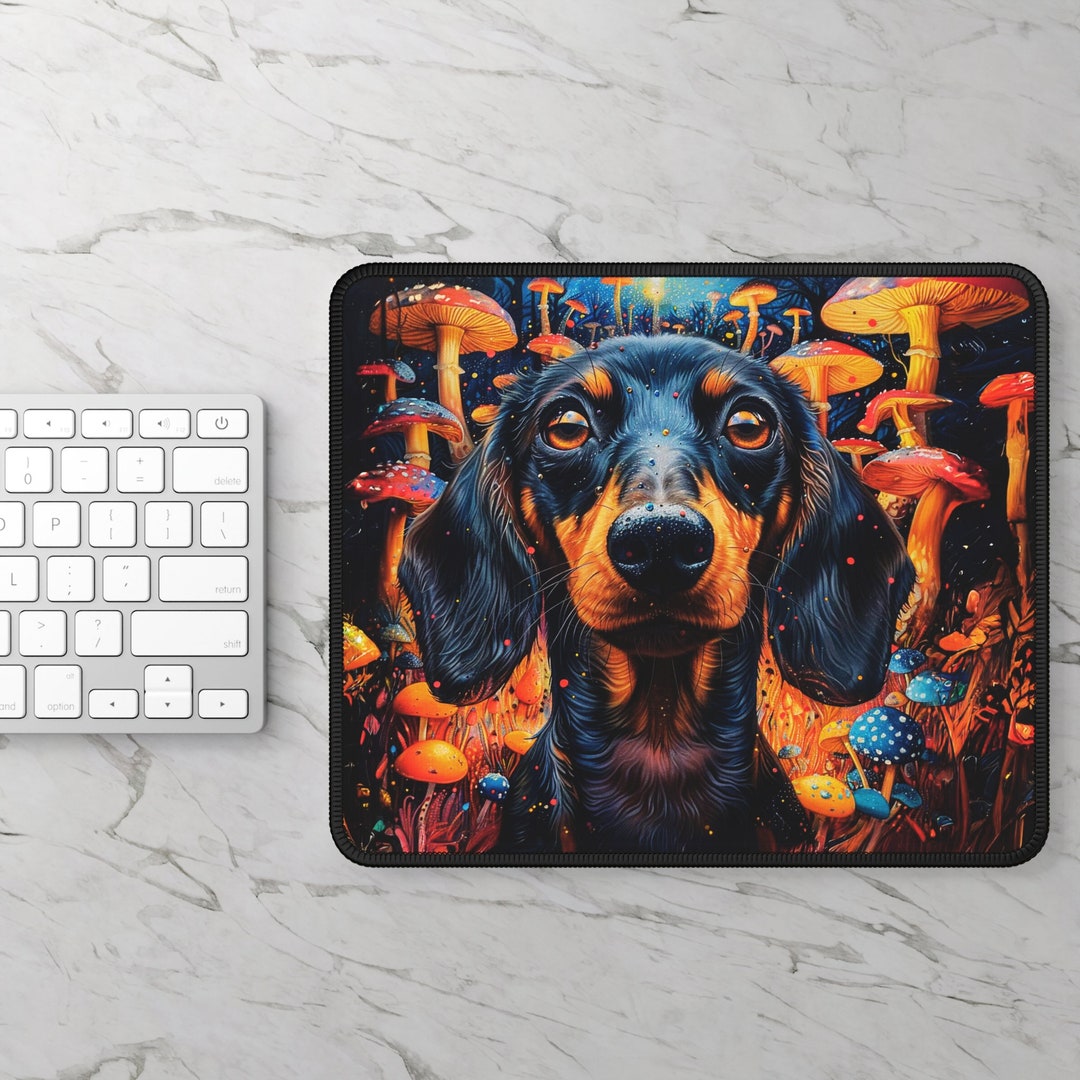 Psychedelic Dachshund Gaming Mousepad, Fun Weiner Dog Fantasy Art ...