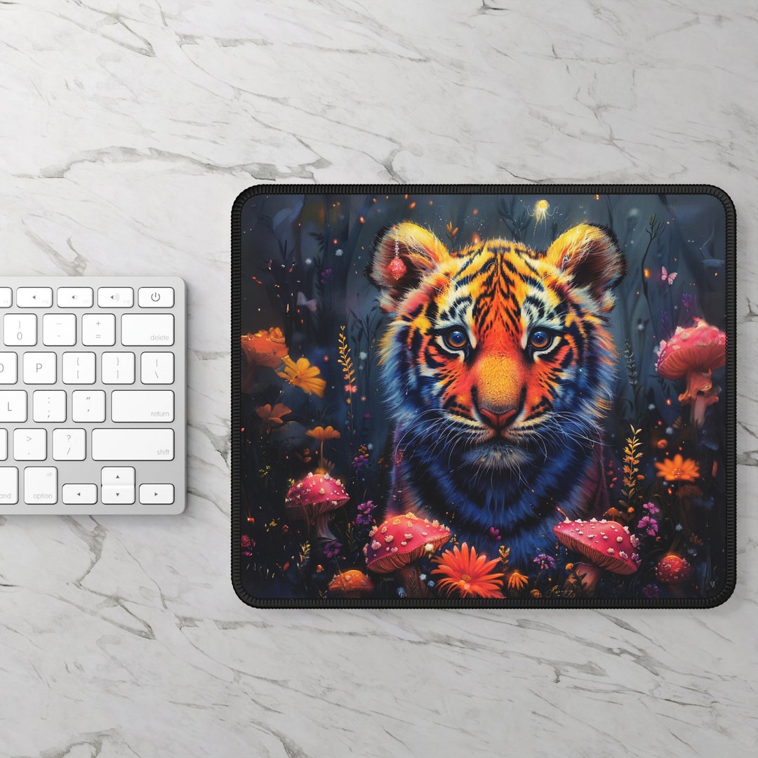 Psychedelic Tiger Gaming Mousepad, Fun Tiger Fantasy Art Computer ...