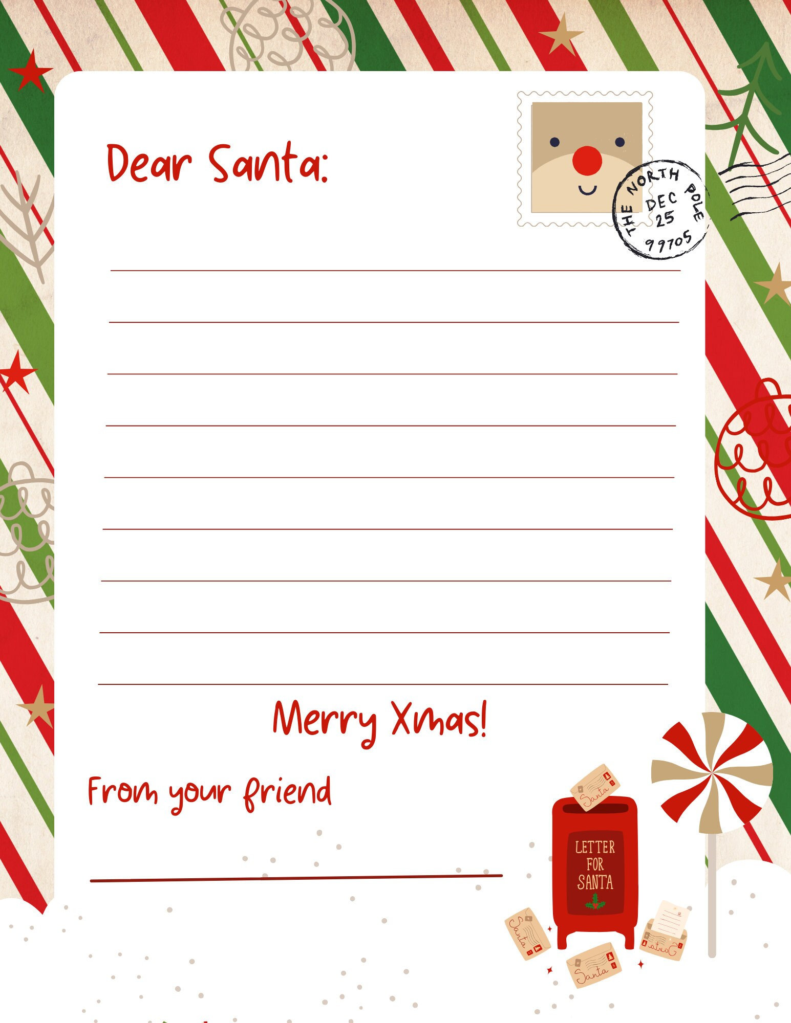 Delightful Santa Letter Template Customizable & Printable Christmas ...