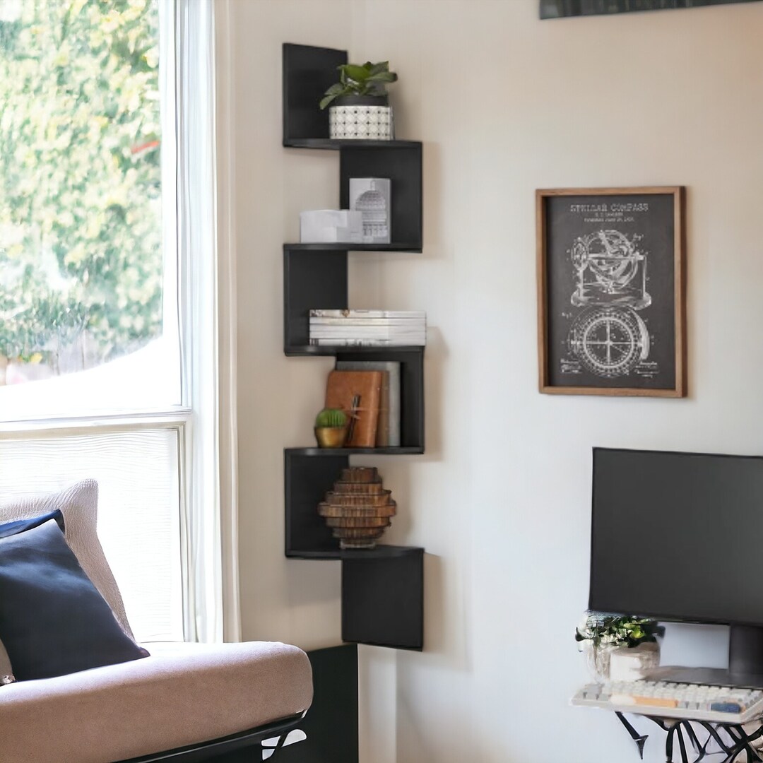 Corner Shelf Wall Mount, 5-tier Floating Corner Bookshelf, Plant Shelf ...