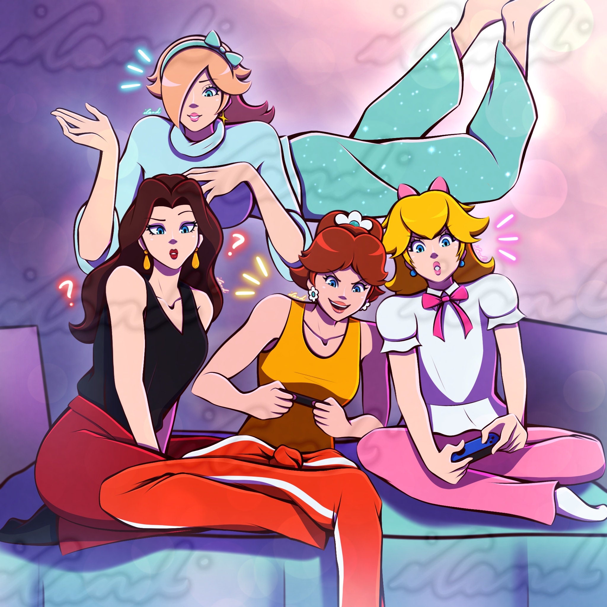 Mario Princesses Gaming (peach, Daisy, Rosalina, Pauline) Digital Print ...