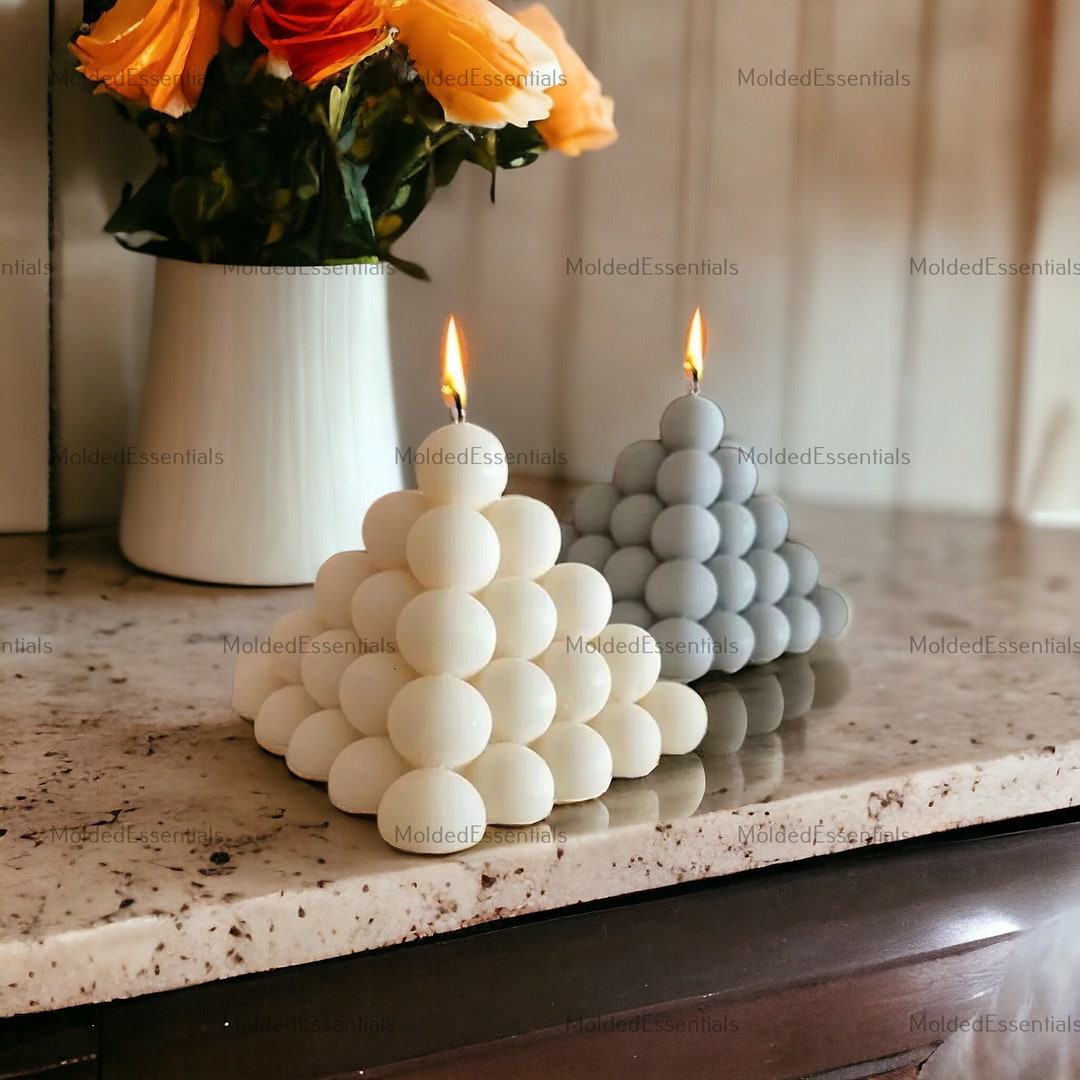3D Pyramid Balls Silicone Candle Mold DIY Handmade Scented Candle ...