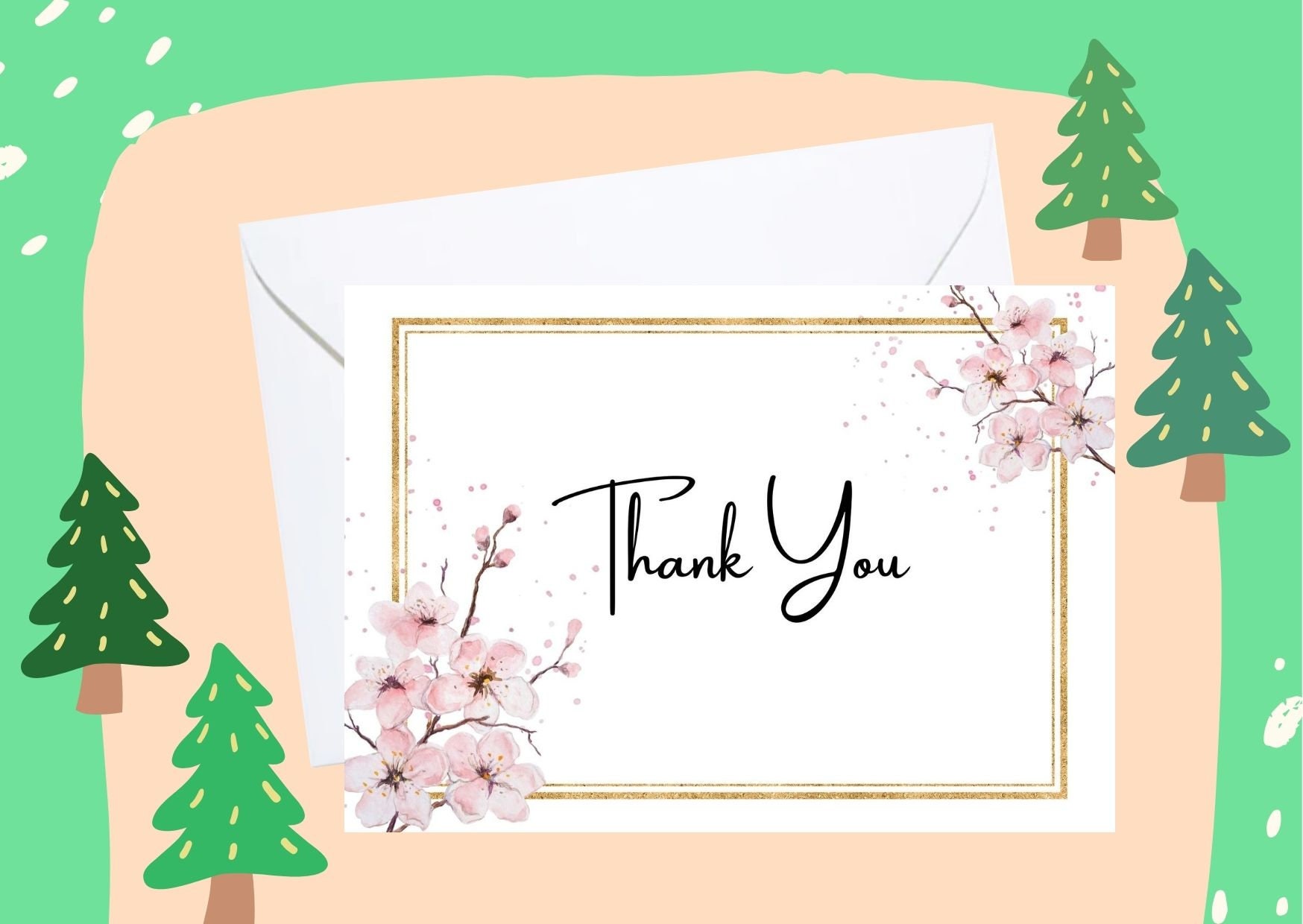 Thank You Floral Card Printable, Instant Download - Etsy