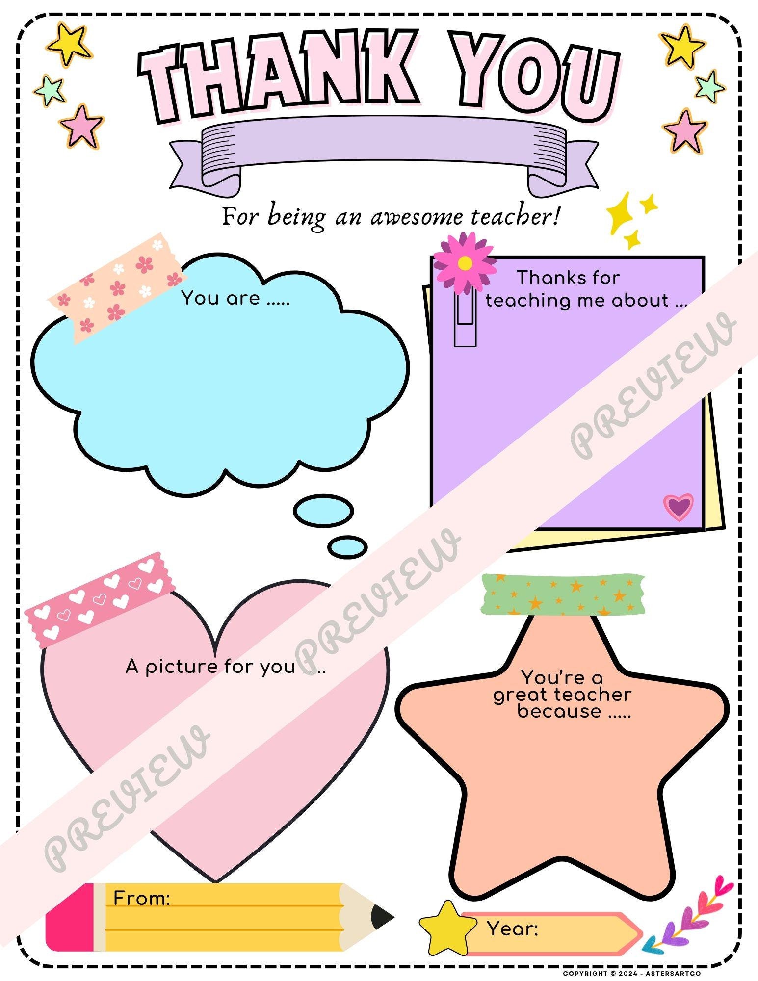 Thank You Card for Teachers | Teacher Appreciation Week Card ...