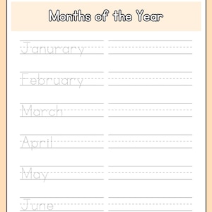 Months of the Year Tracing & Writing Worksheets for Preschool, Pre-k ...