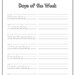 Days of the Week Tracing & Writing Worksheets for Preschool, Pre-k ...