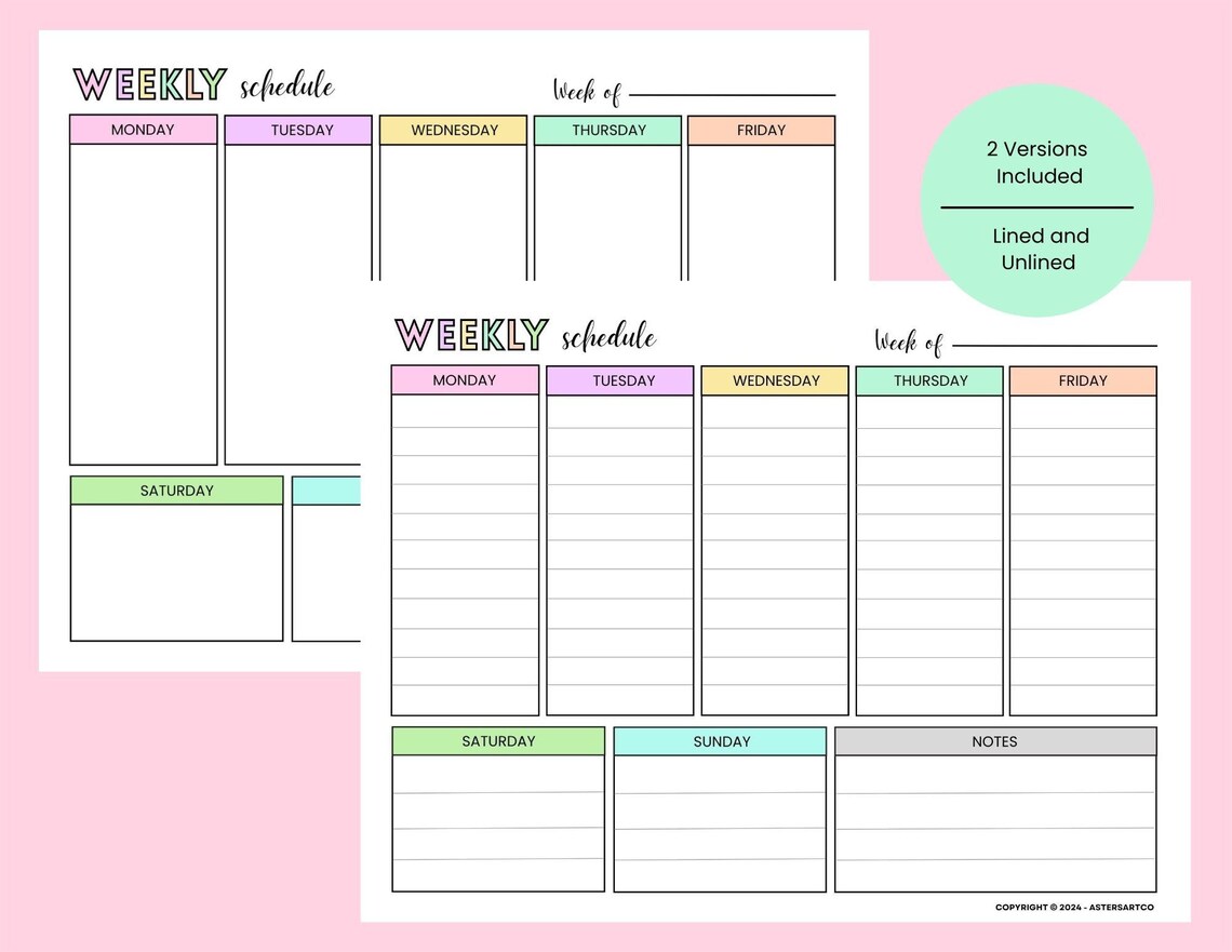 Weekly Schedule Template for Kids to Record Their Homeschool or School ...