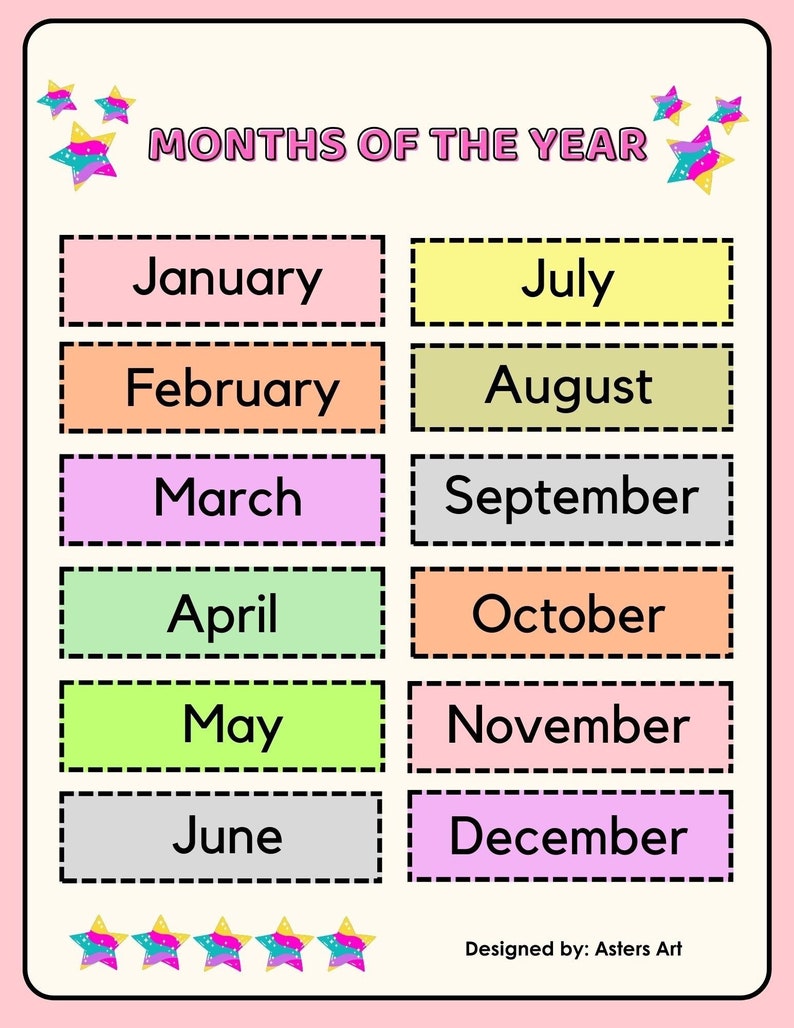 Months of the Year Tracing & Writing Worksheets for Preschool, Pre-k ...