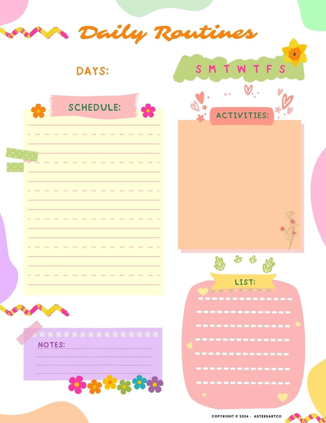Daily Routines Printable Template - Bonus- Free Printable Thank-you ...