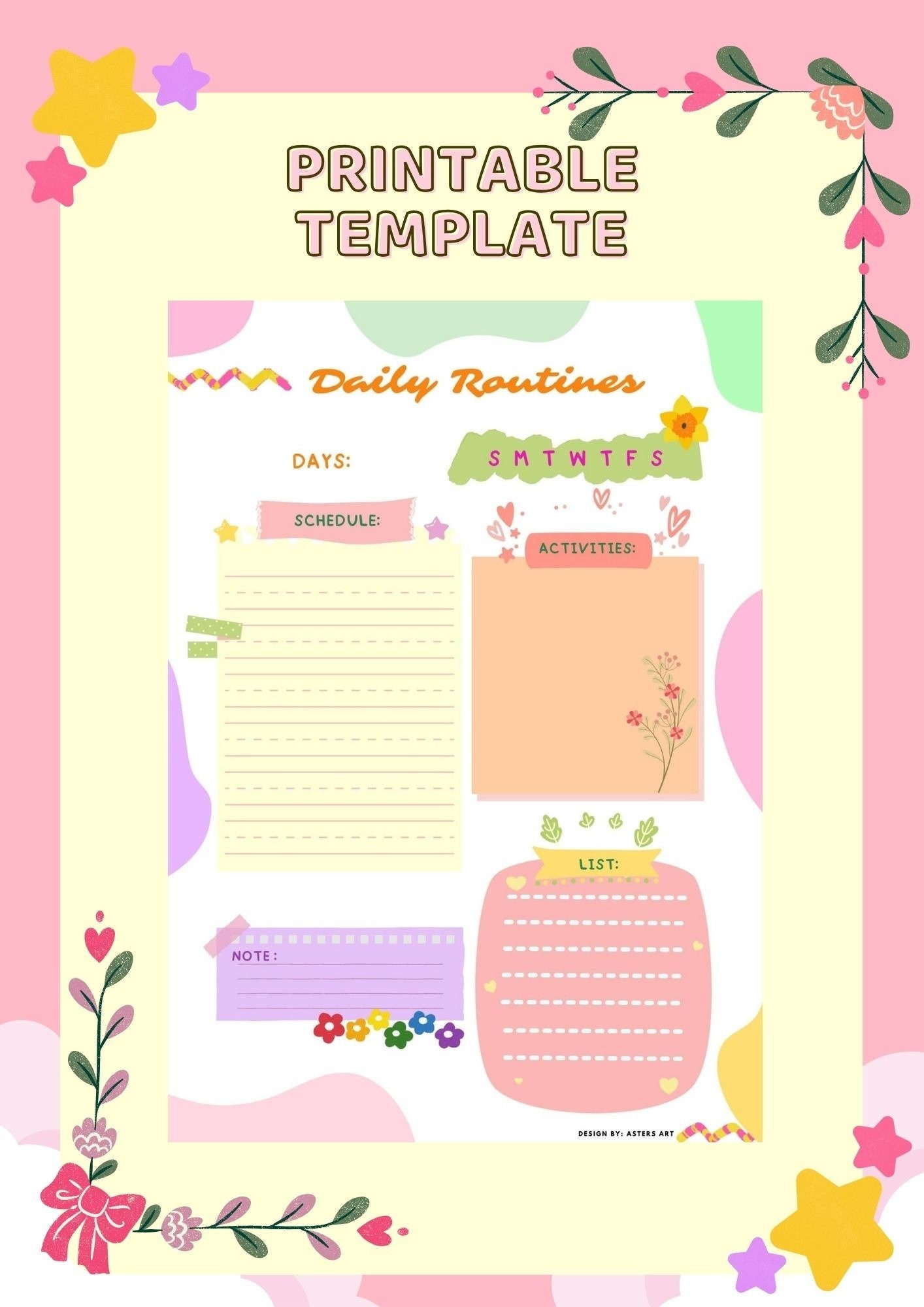 Printable Daily Routines Template & Bonus Free Printable Thank You ...