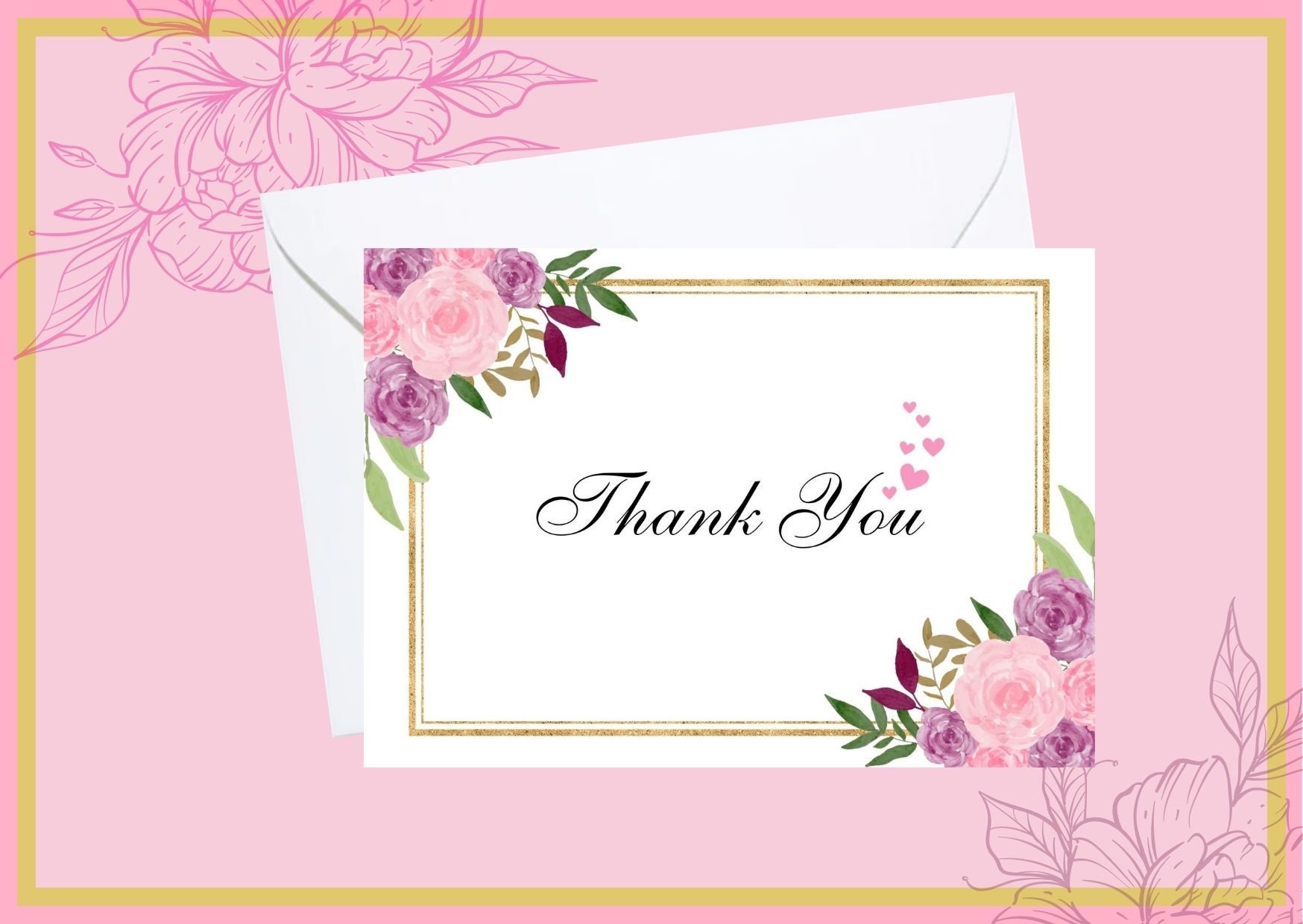 Thank You Floral Card Printable Instant Download - Etsy