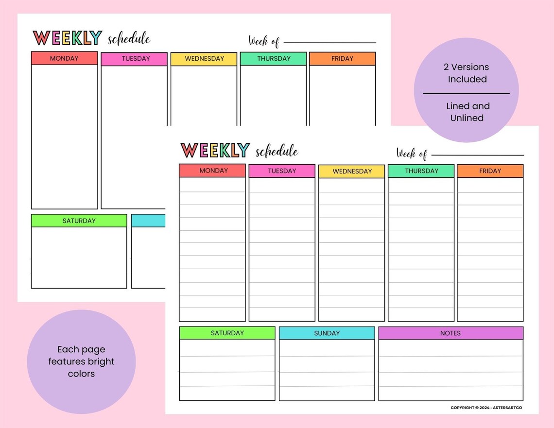 Weekly Schedule Template for Kids to Record Their Homeschool or School ...