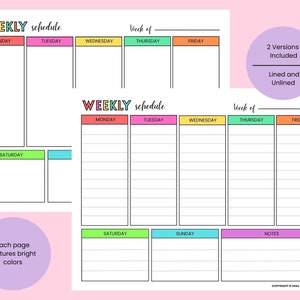 Weekly Schedule Template for Kids to Record Their Homeschool or School ...