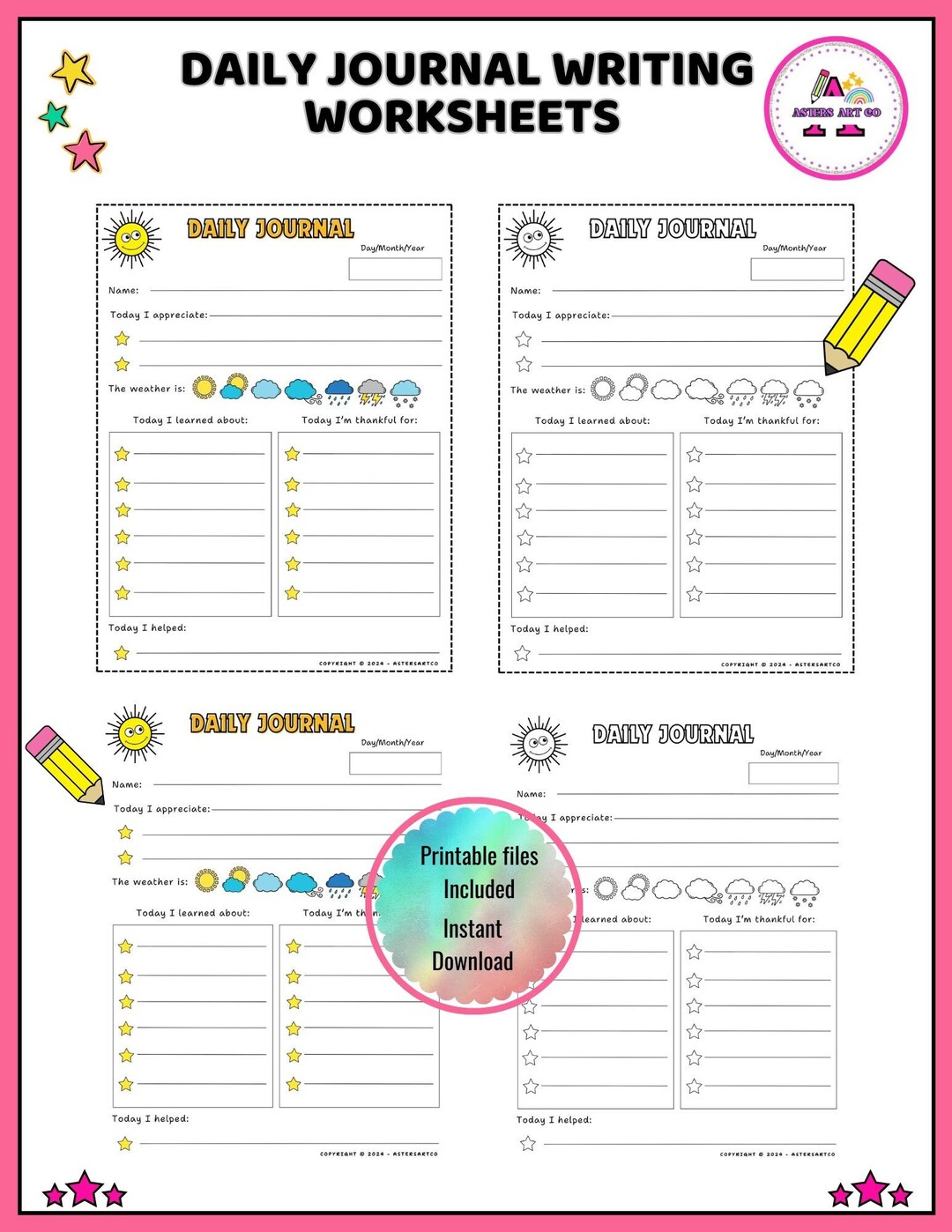 Daily Reflections - Daily Journal Writing Worksheets for Kids ...