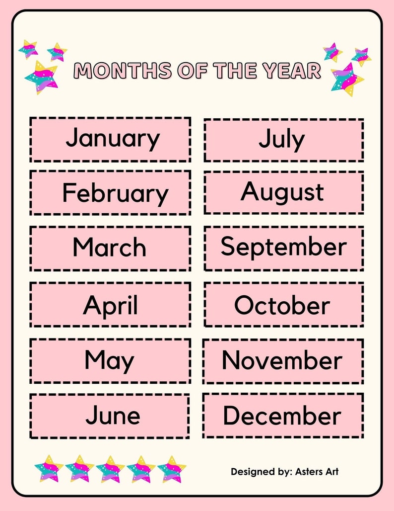 Months of the Year Tracing & Writing Worksheets for Preschool, Pre-k ...