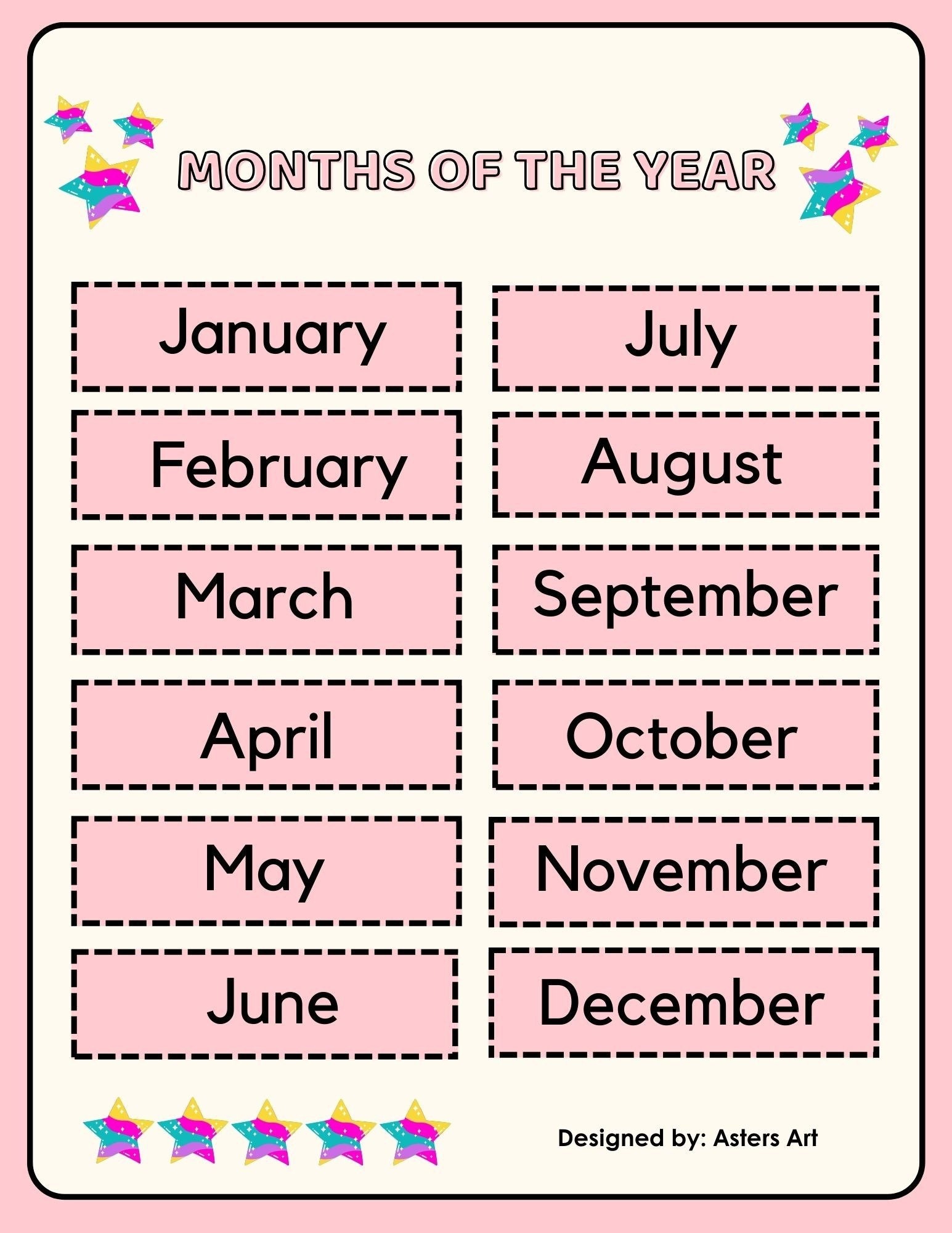 Months of the Year Tracing & Writing Worksheets for Preschool, Pre-k ...