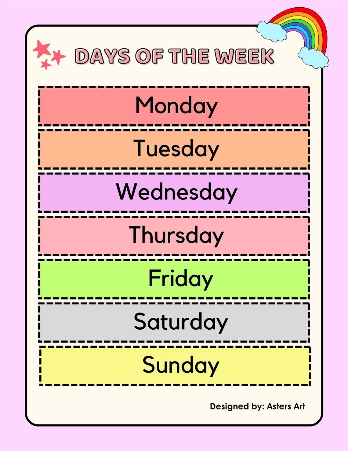 Days of the Week Tracing & Writing Worksheets for Preschool, Pre-k ...