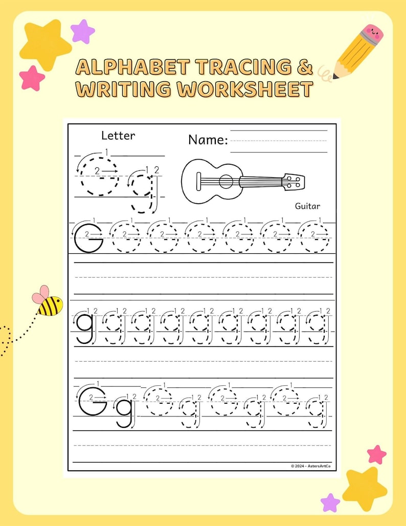 Alphabet Tracing & Writing Worksheets From A to Z, Preschool, Pre-k ...