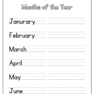 Months of the Year Tracing & Writing Worksheets for Preschool, Pre-k ...