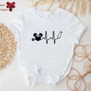 Minnie Stethoscope Shirt,disney Nurse Heartbeat Tshirt,nursing School ...