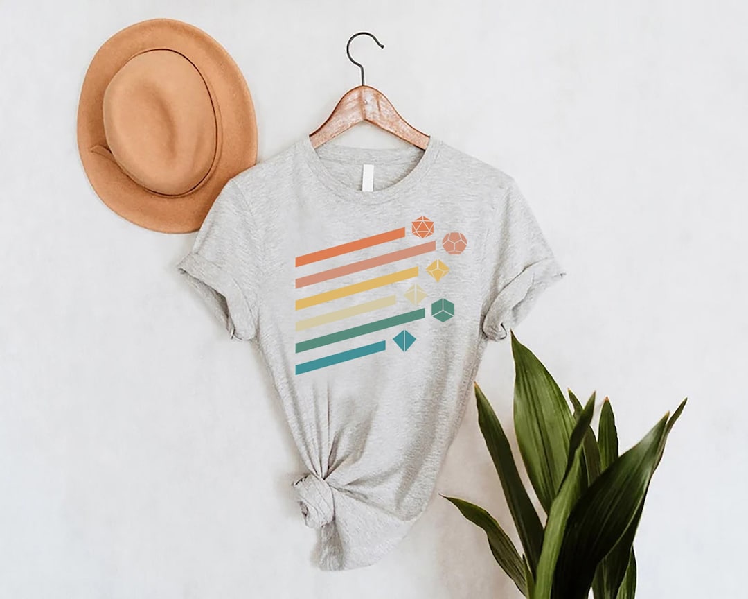 D20 Dice Tee, Retro Polyhedral Dice Set Vintage Shirt, Dungeons and ...