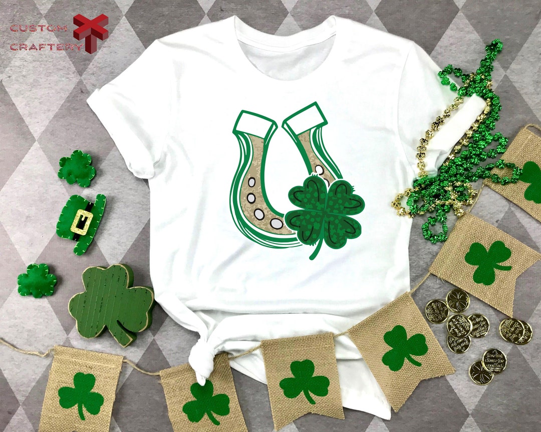 Horseshoe Good Luck Shirt, Shamrock Gifts T Shirt, Lucky Clovers Tee ...