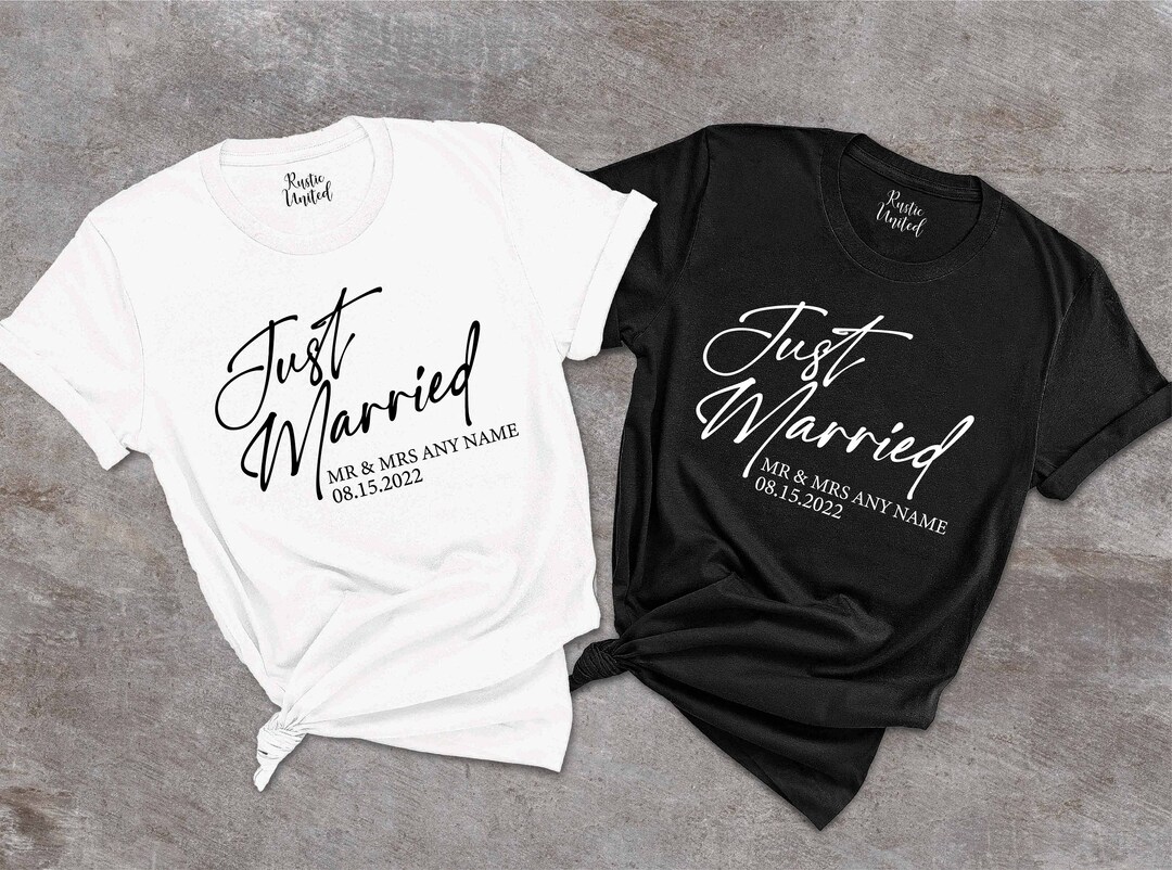 Personalized Just Married Shirts, Husband and Wife Couples Honeymoon ...