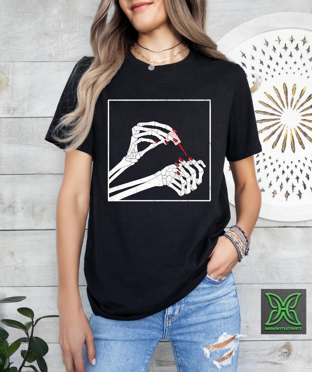 Skeleton Hands Shirt, Halloween Gifts for Women, Skeleton Hand Nail Art ...