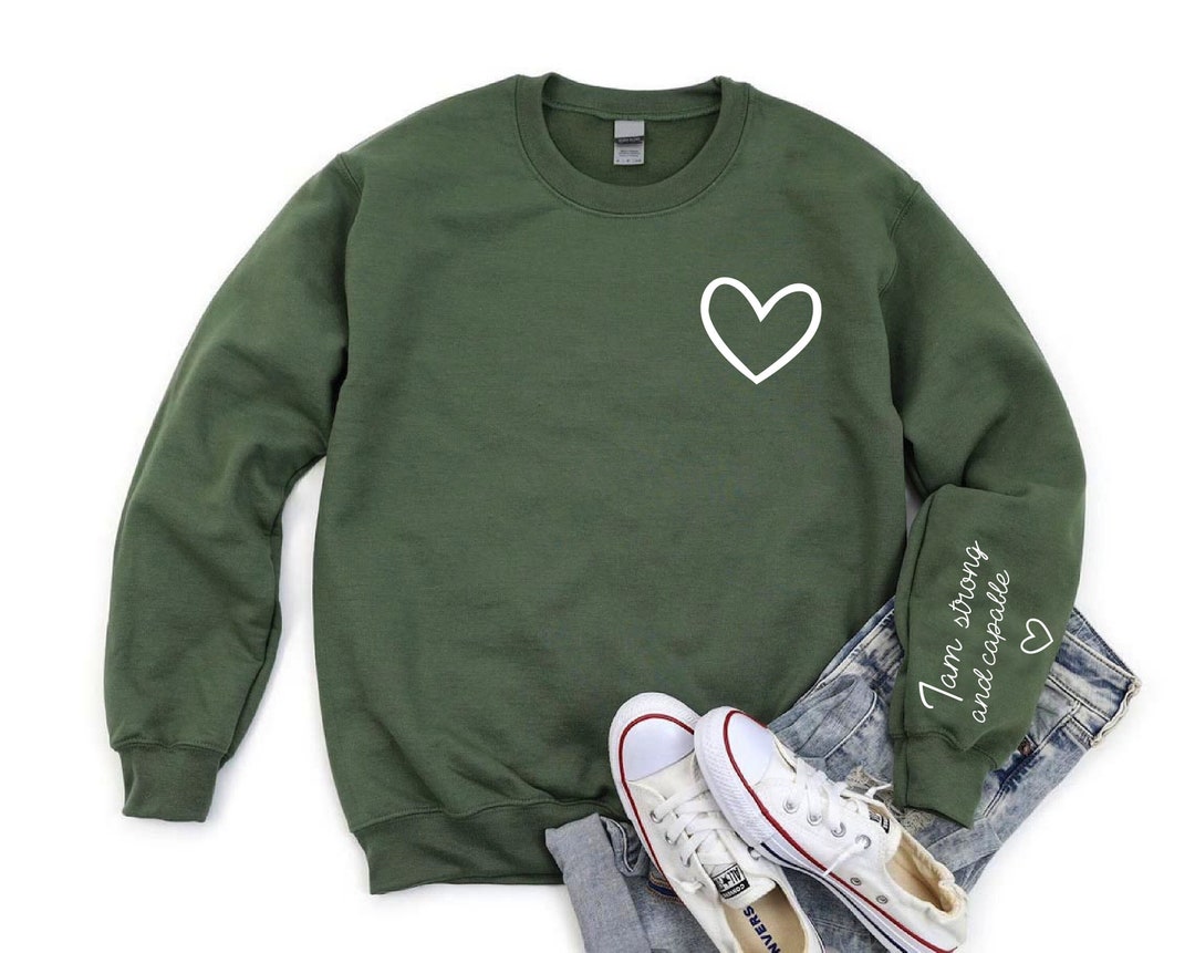 Positive Affirmation Heart Mental Health Awareness Sweatshirt, I'm ...