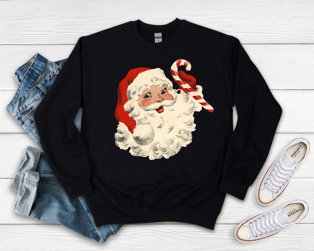 Retro Santa Sweatshirt Vintage Women Christmas Sweatshirt - Etsy
