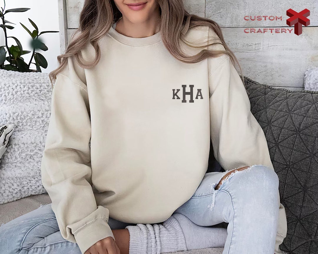 Embroidered Monogram Sweatshirt, Personalized Monogram Sweater ...