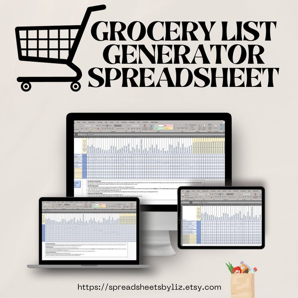 Grocery List Generator Spreadsheet - Etsy