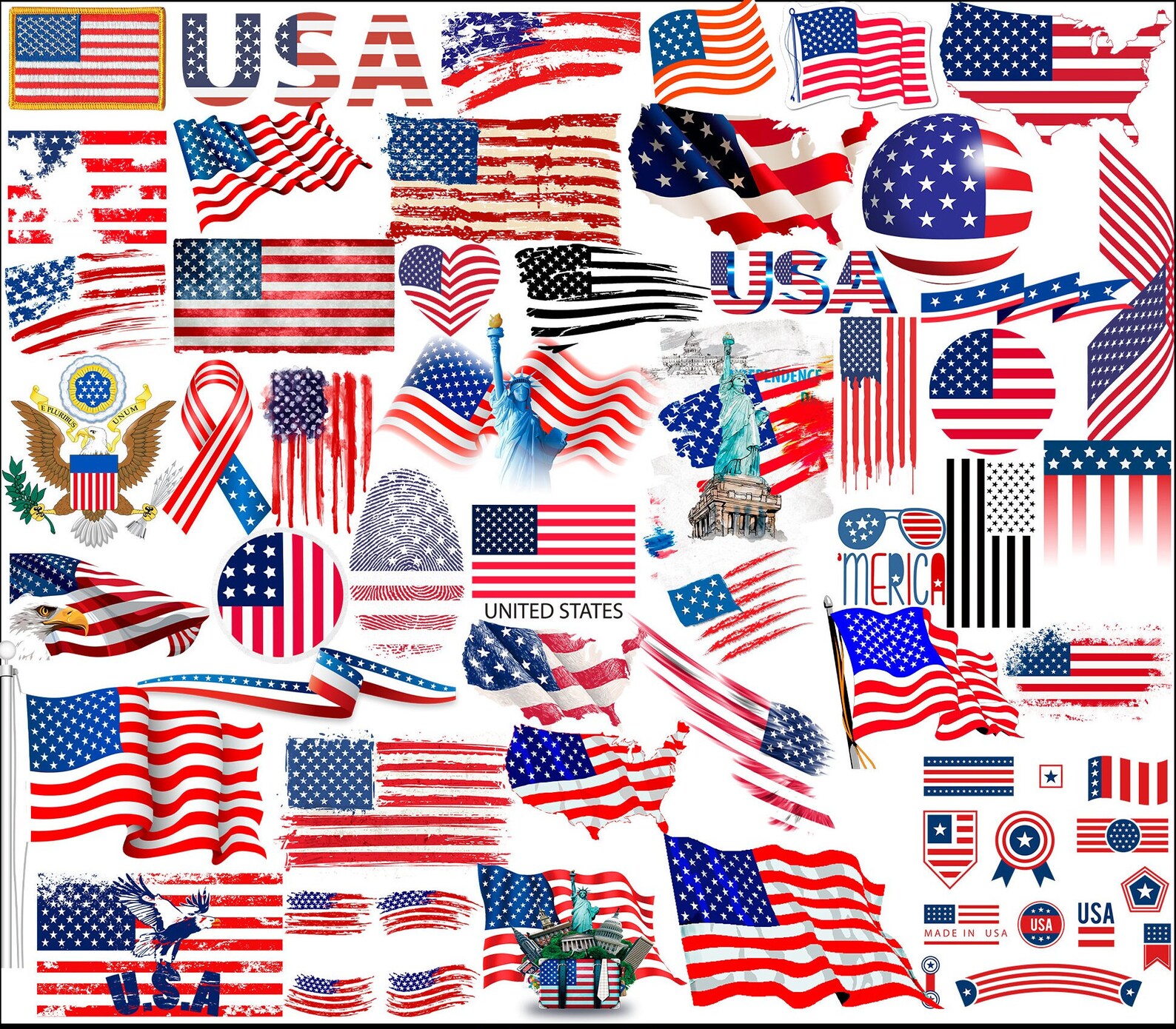 American Flag Svg Bundle, Svg Bundles, Digital Vector File, Svg Designs ...
