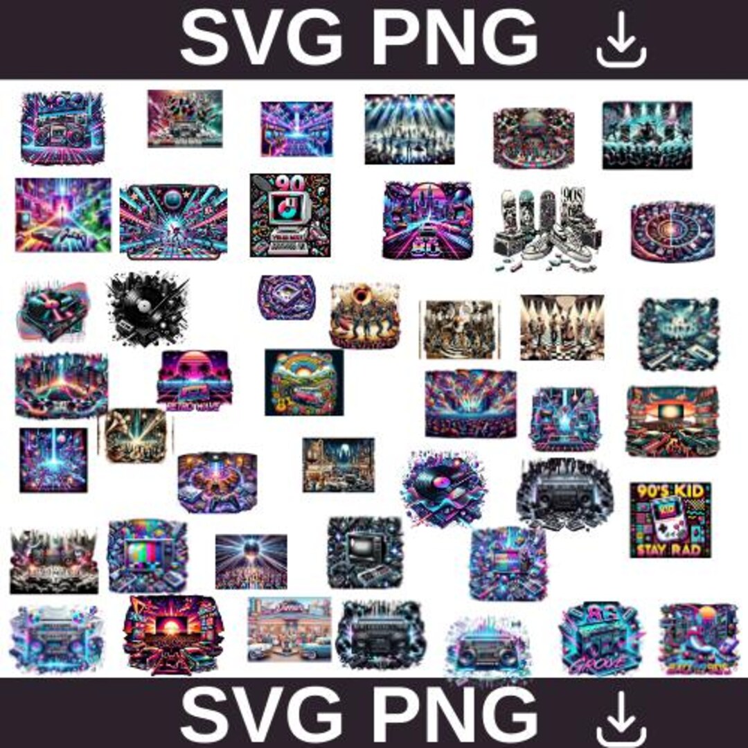 Retro Music SVG & PNG Bundle | 50 Unique Designs for T-shirts, Prints ...