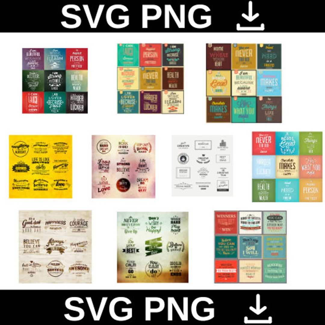 Quotes Retro Label Svg Bundle, Svg Bundles, Digital Vector File, Svg ...